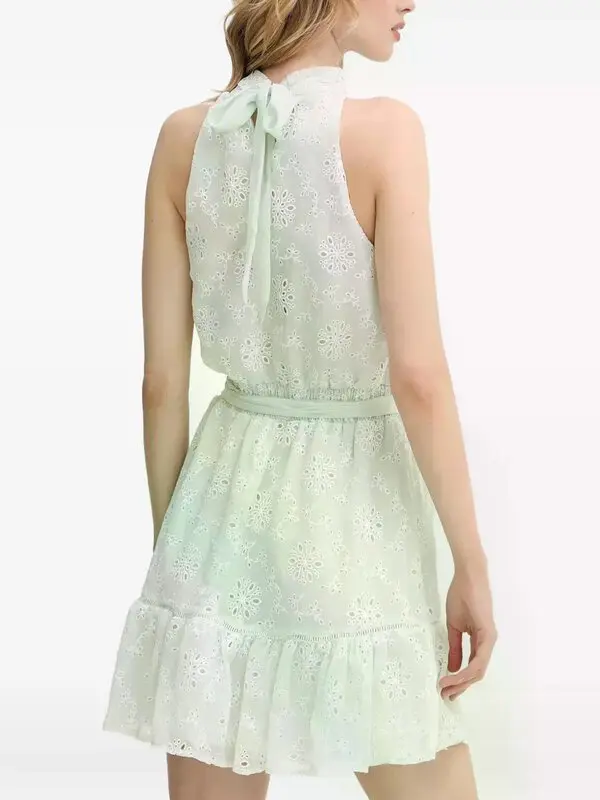 Guess Eyelet-Embroidered Halterneck Mini Dress In Green - 31% Off |  Editorialist
