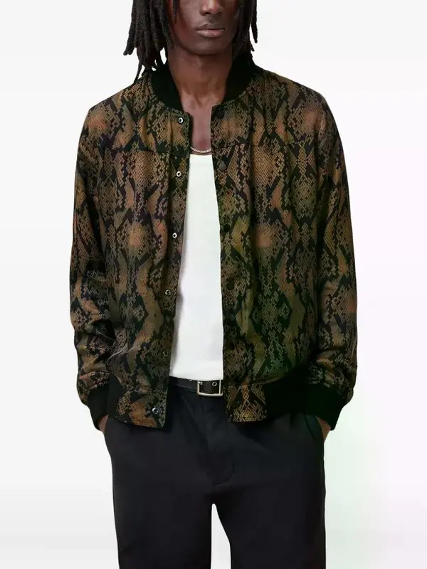 ALLSAINTS Reversible Bomber Jacket With Snakeskin Print