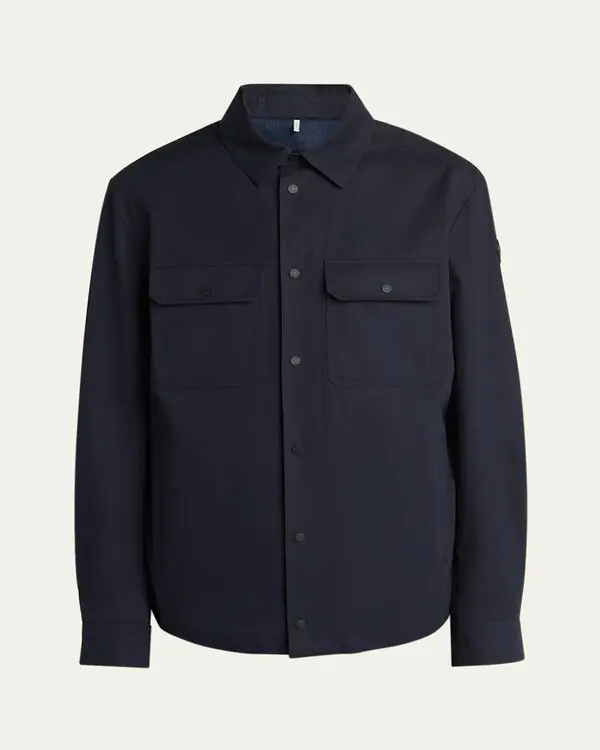 Moncler Gabardine Snap-front Overshirt - Navy