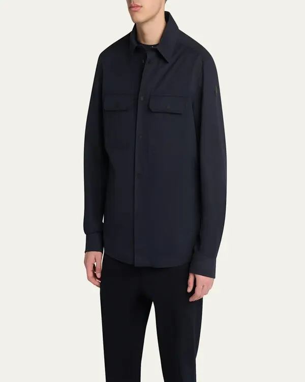 Moncler Gabardine Snap-front Overshirt - Navy