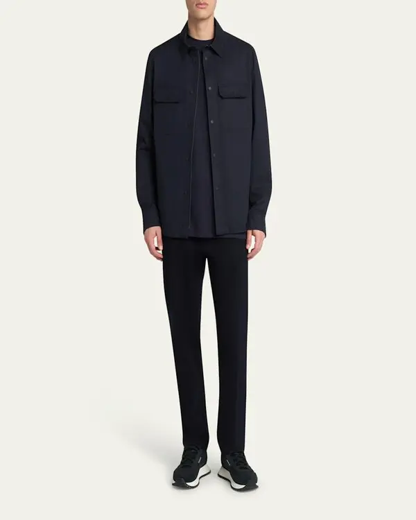 Moncler Gabardine Snap-front Overshirt - Navy