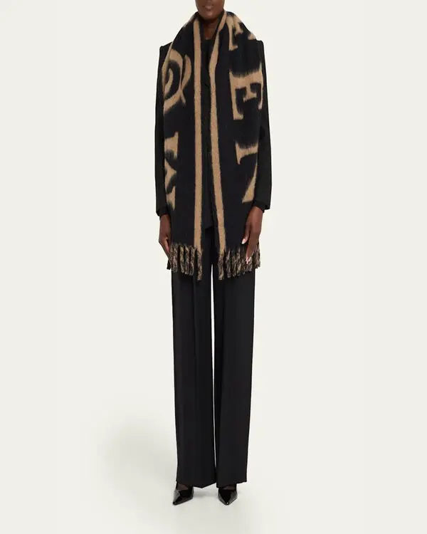 Alexander McQueen Wool-blend Logo Jacquard Scarf