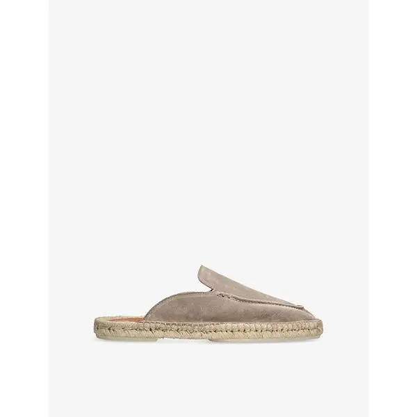 AURELIEN Beachside Suede And Jute Mules - Grey/light