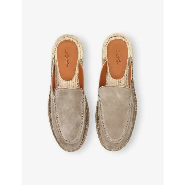 AURELIEN Beachside Suede And Jute Mules - Grey/light
