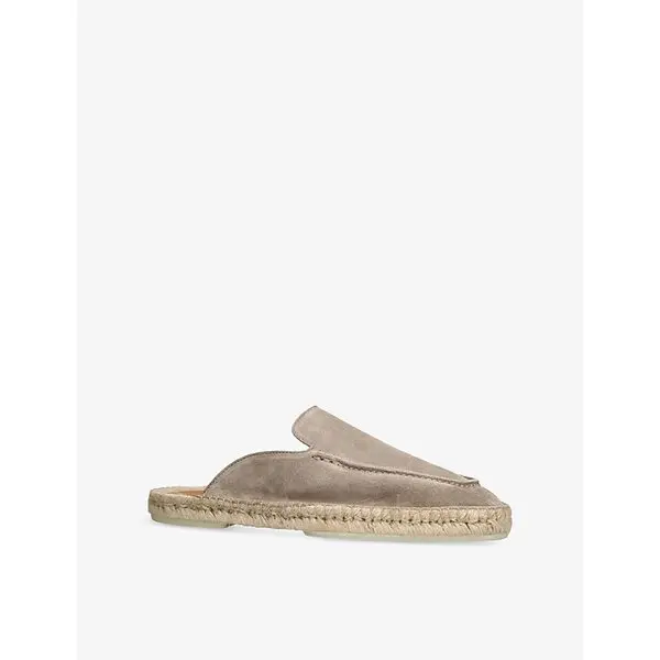 AURELIEN Beachside Suede And Jute Mules - Grey/light