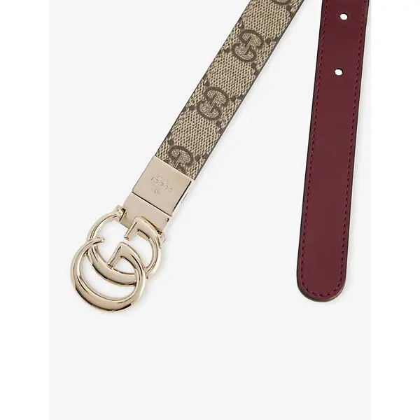 Gucci Reversible Marmont Canvas Belt - B.ebony/rosso Ancora