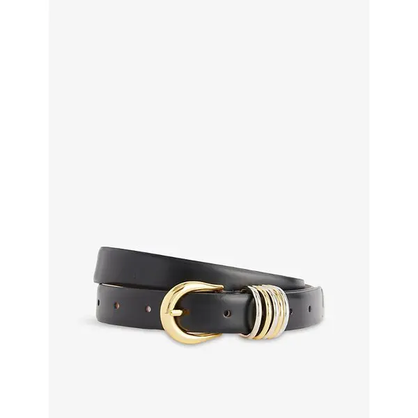 DEHANCHE Hollyhock Mixed Metal Leather Belt - Black / Silver & Gold