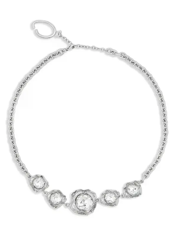 Oscar De La Renta Crystal-embellished Cable-link Necklace - Silver