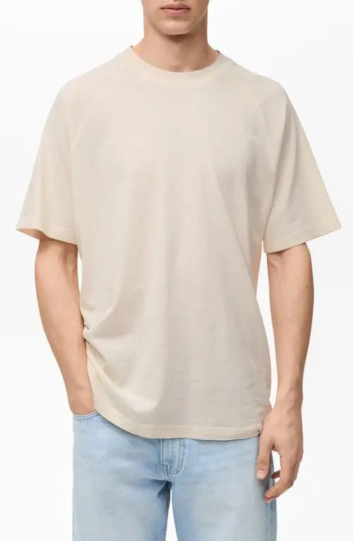 Mango Relaxed Fit Cotton & Linen Raglan T-shirt - Sand