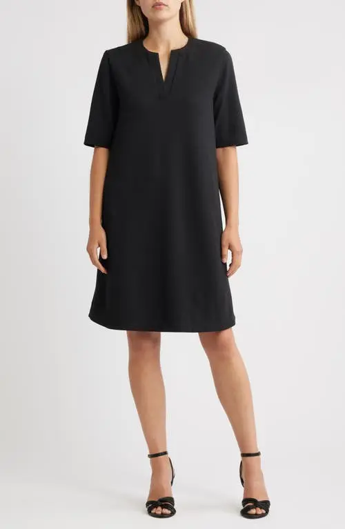 Ming Wang Stretch Crepe A-line Dress - Black