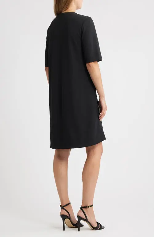 Ming Wang Stretch Crepe A-line Dress - Black