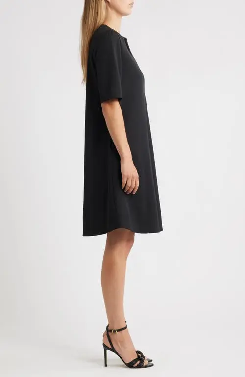 Ming Wang Stretch Crepe A-line Dress - Black