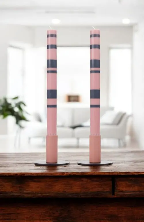 BRITISH COLOUR STANDARD Tall Two Tone Candle Holder - Pink