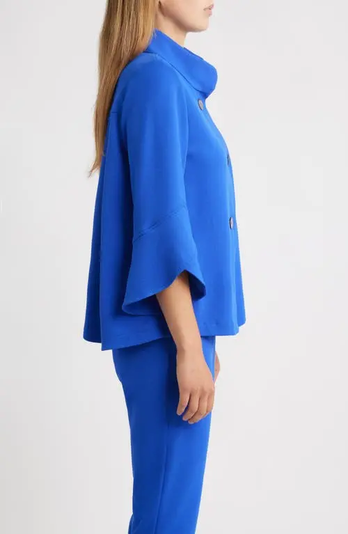 Ming Wang Crepe Jacket With Bell Sleeves - Sapphire Sea