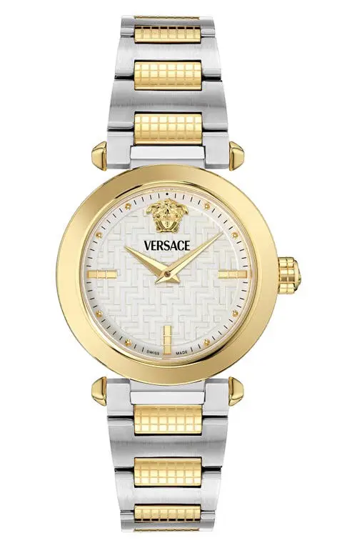 Versace Greek Bracelet Watch - White/two Tone