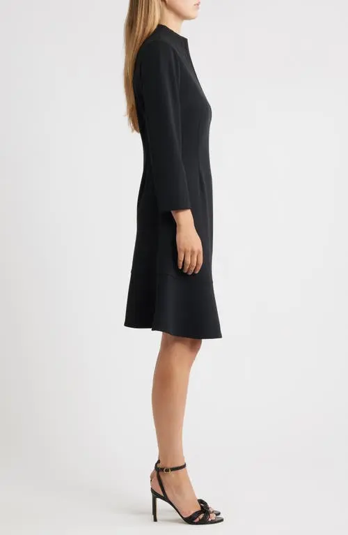 long sleeve fit and flare dress black Karen Kane 3/4 Sleeve Fit & Flare Dress in Black Medium main image 0