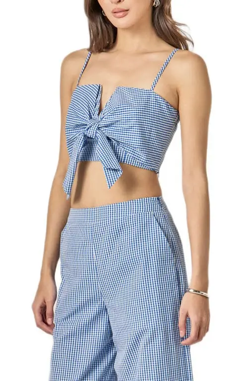 English Factory Check Tied Crop Tank - Blue