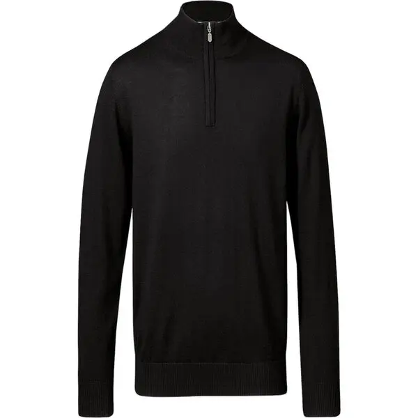 CHARLES TYRWHITT Merino Wool Zip Neck Sweater - Black