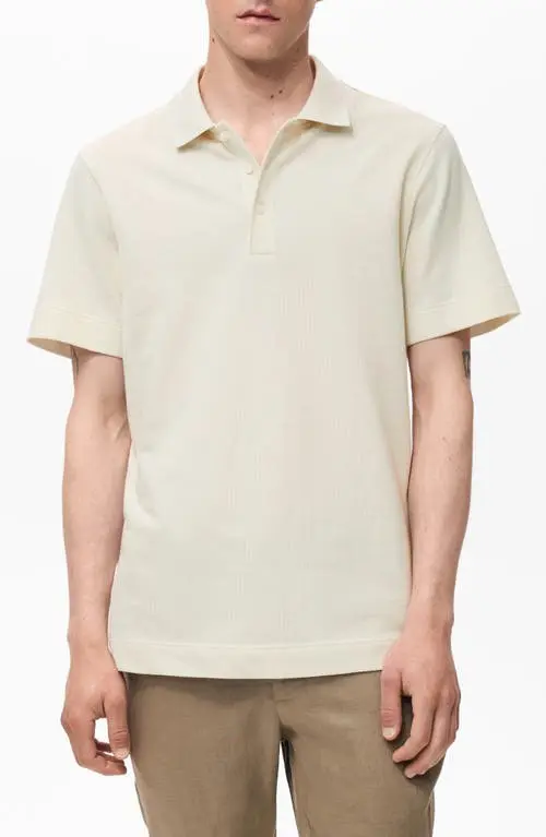 Mango Fine Rib-knit Polo - Ivory White