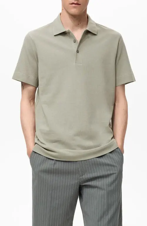 Mango Fine Rib-knit Polo - Mint Green