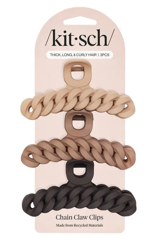 KITSCH 3-pack Assorted Chain Claw Clips - Neutral