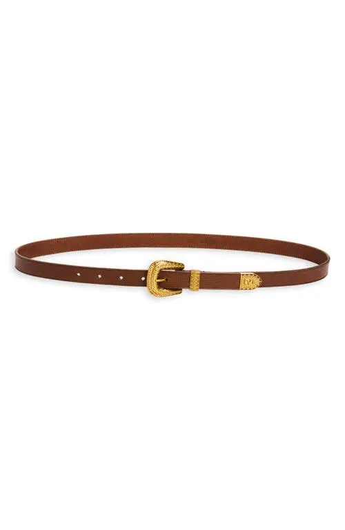 Valentino Garavani Vlogo Signature Skinny Leather Belt - Chocolate Chip