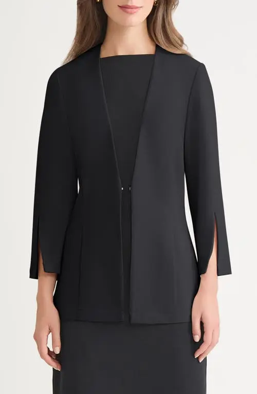 Ming Wang Tailored Slit Cuff Crepe Jacket