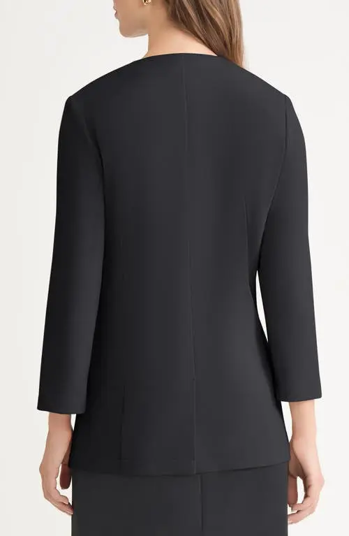 Ming Wang Tailored Slit Cuff Crepe Jacket