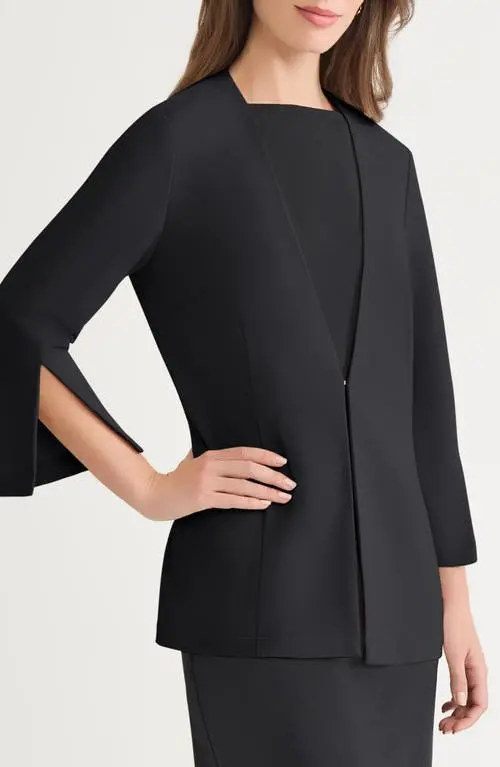 Ming Wang Tailored Slit Cuff Crepe Jacket