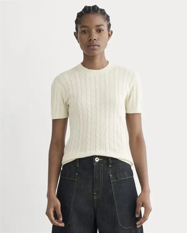 Everlane Cable Crew Neck Sweater - Birch