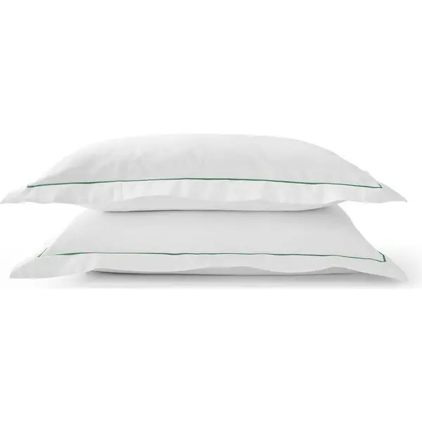 CHRISTY Premium Luxury Sateen Cotton Oxford Style Pillow Sham Pairs - Green