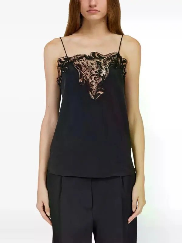 FERRAGAMO Silk Embroidered-lace Top