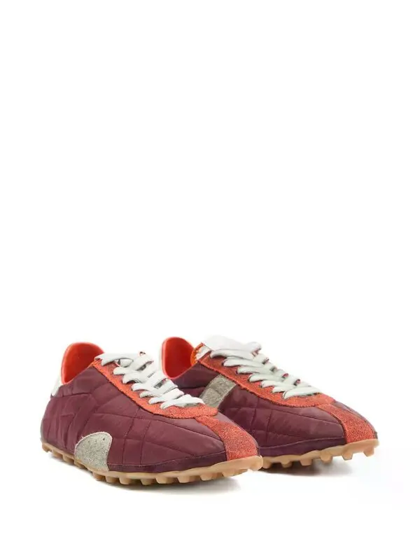 MAISON MARGIELA Quilted Suede Lace-up Sneakers - Red