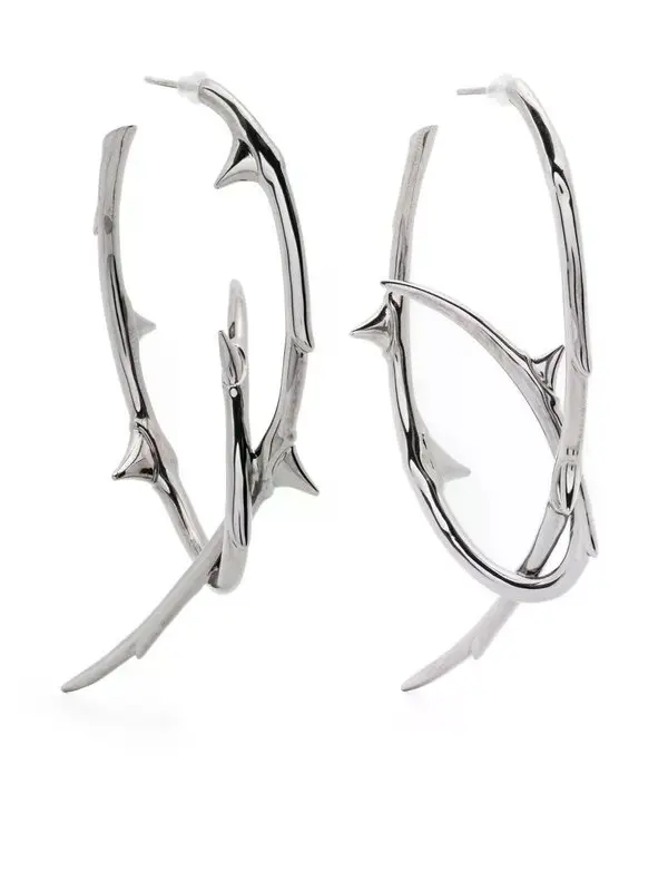 SHAUN LEANE Rose Thorn Statement Hoop Earrings - Silver