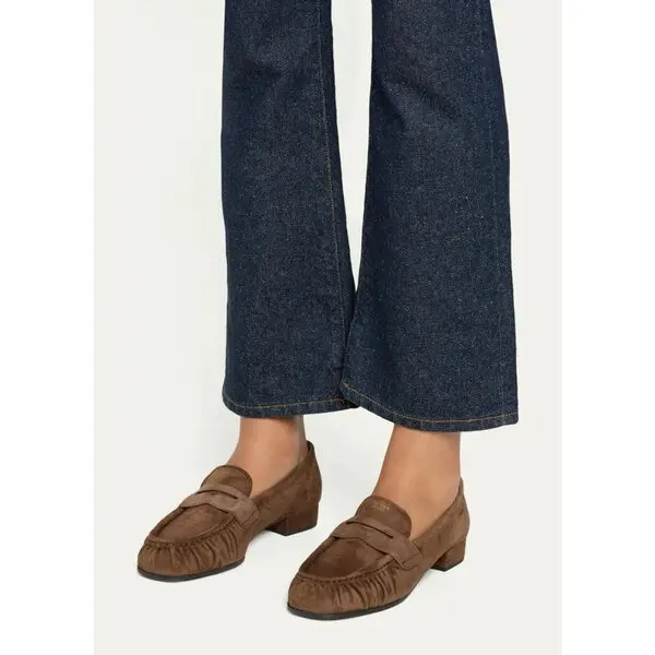 Prada Ruched-toe Suede Penny Loafers - Cacao