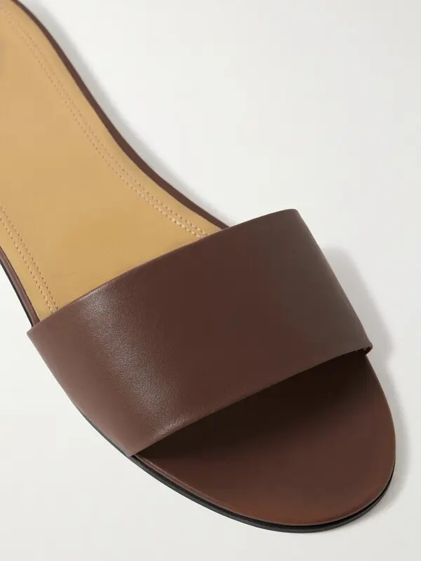 THE ROW Signum Leather Slides - Brown