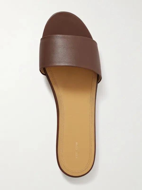 THE ROW Signum Leather Slides - Brown