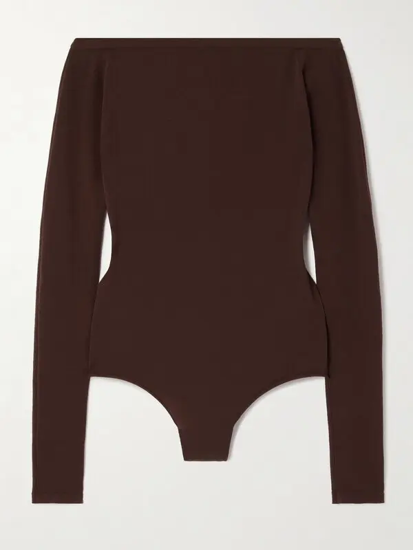 Alaïa Off-the-shoulder Stretch-jersey Bodysuit - Brown