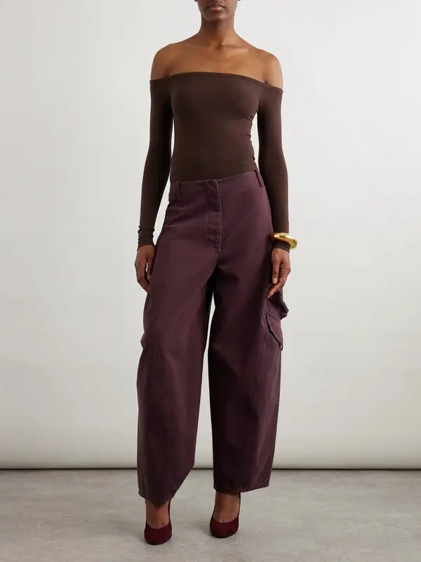 Alaïa Off-the-shoulder Stretch-jersey Bodysuit - Brown