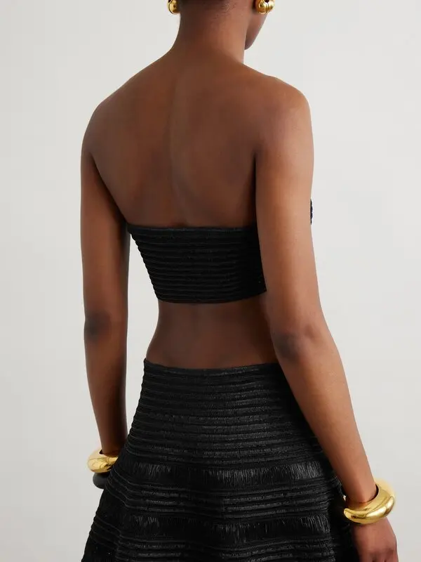 Alaïa Cropped Ribbed-knit Bandeau Top