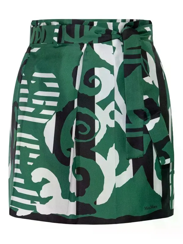 Max Mara Graphic-print High-waisted Skirt - Green
