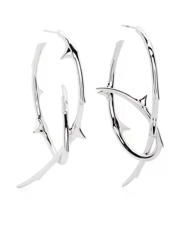 SHAUN LEANE Rose Thorn Statement Hoop Earrings - Silver