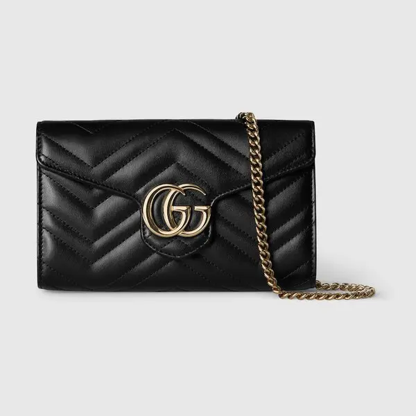 Gucci Gg Marmont Wallet On Chain Leather - Black