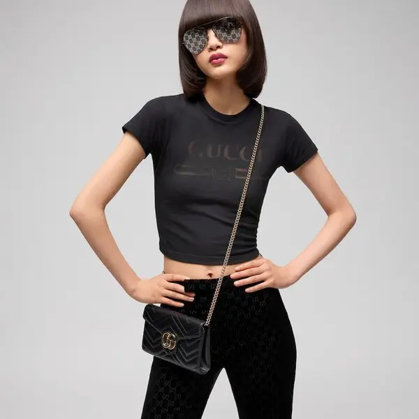 Gucci Gg Marmont Wallet On Chain Leather - Black