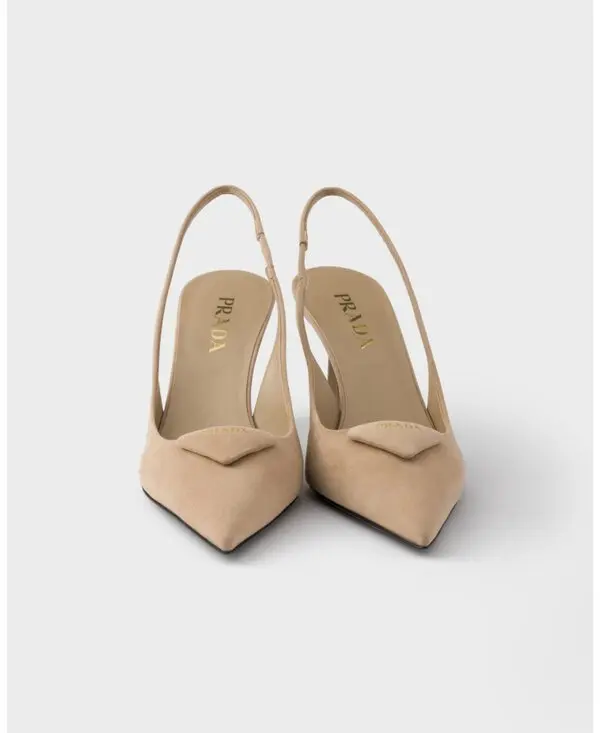 Prada Suede Slingback Pumps - Neutral