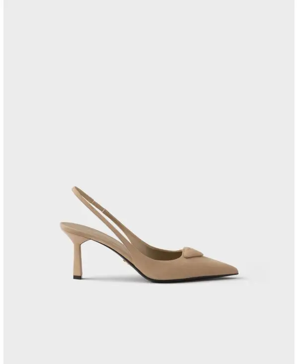 Prada Suede Slingback Pumps - Neutral