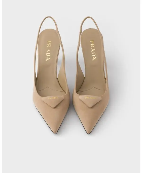 Prada Suede Slingback Pumps - Neutral