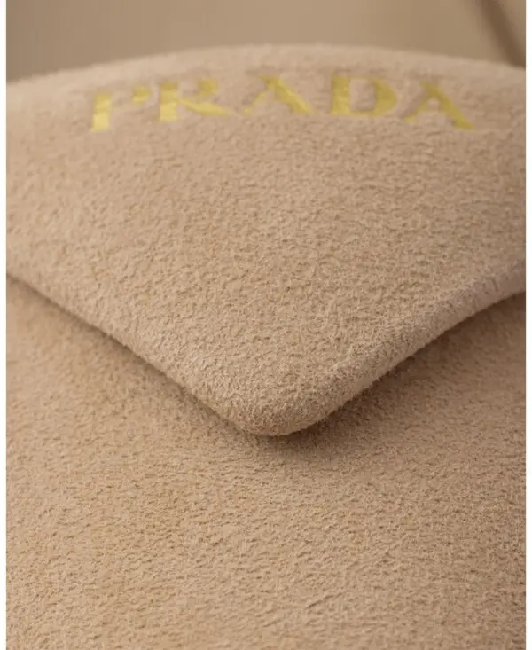 Prada Suede Slingback Pumps With Logo Detail - Neutral