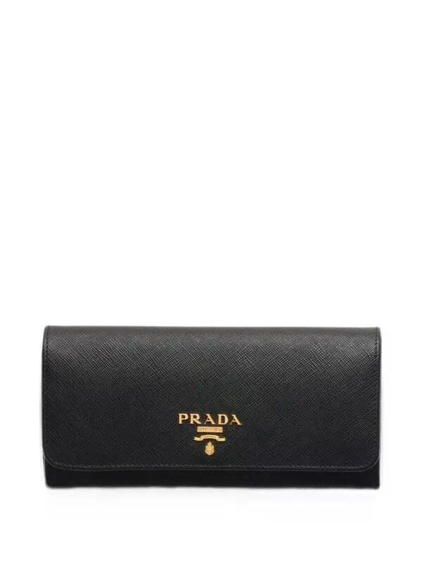 Prada Large Saffiano Leather Wallet - Black