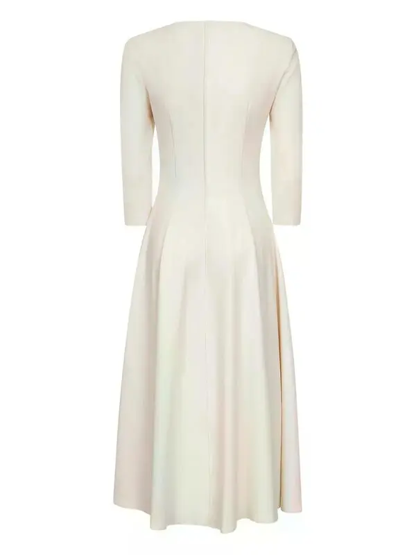 BLANCA VITA Crew-neck Flared Dress - Neutrals